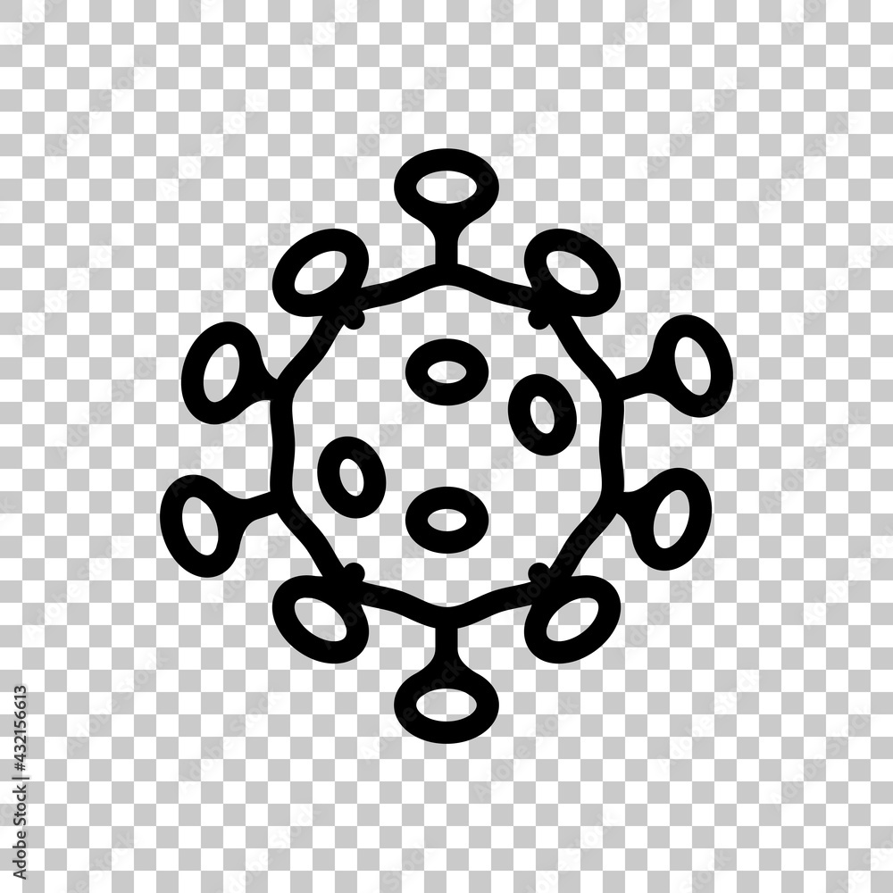 Simple icon of virus or bacteria, infection logo. Black editable linear ...