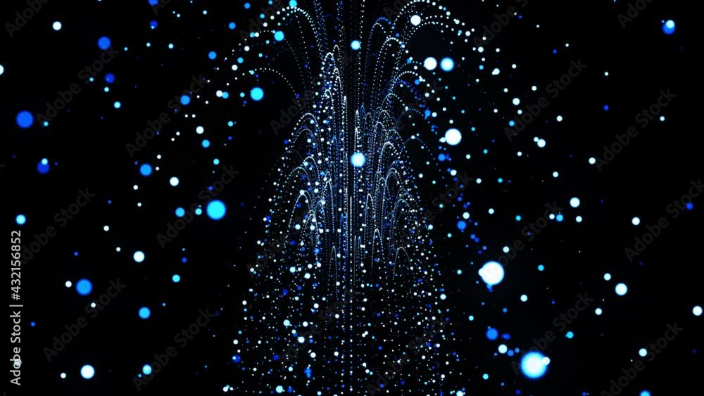 abstract 3d loop background with glowing particles lined up in curved ...