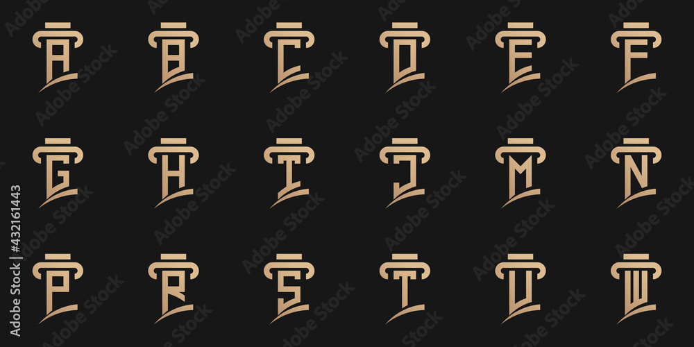 Set of law logo design with initial letter A to W Premium Vector Stock ...