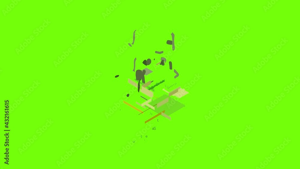 Statue icon animation cartoon object on green screen background Stock ...