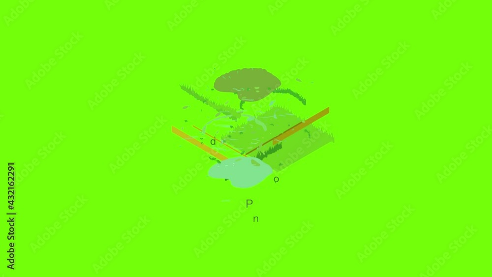 Pond icon animation cartoon object on green screen background Stock ...