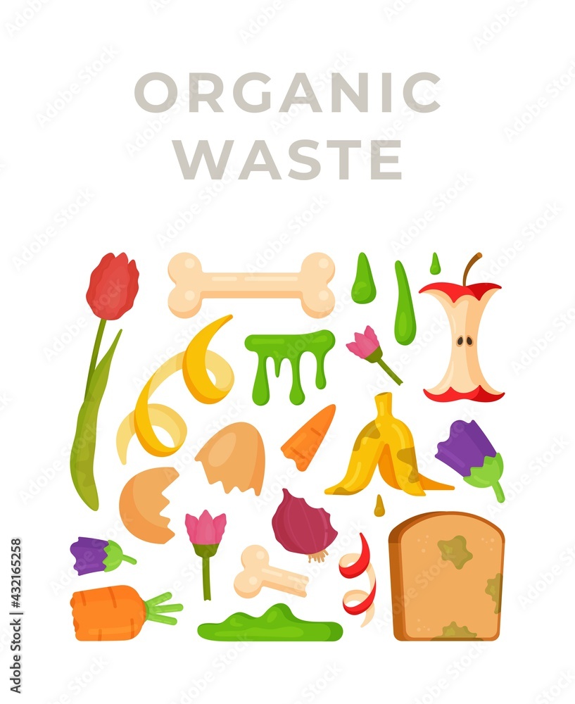 Organic waste. Vector illustration of recycling garbage for fertilizer ...