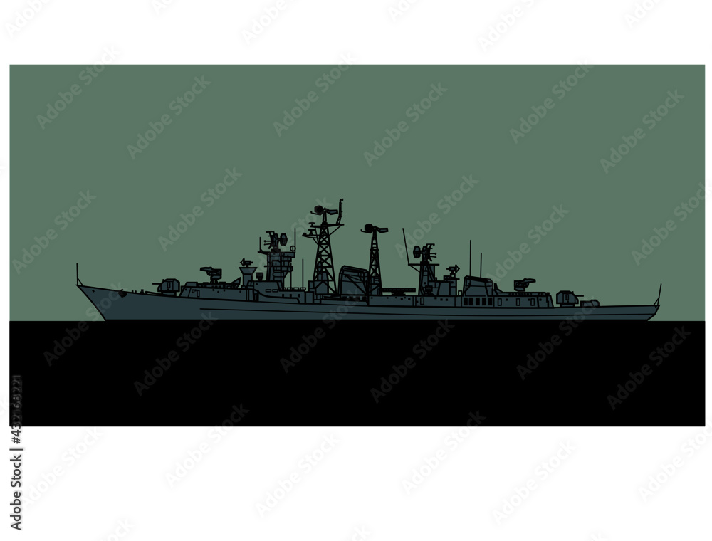 Vetor de Project 61. Soviet navy Kashin class anti-submarine frigate ...