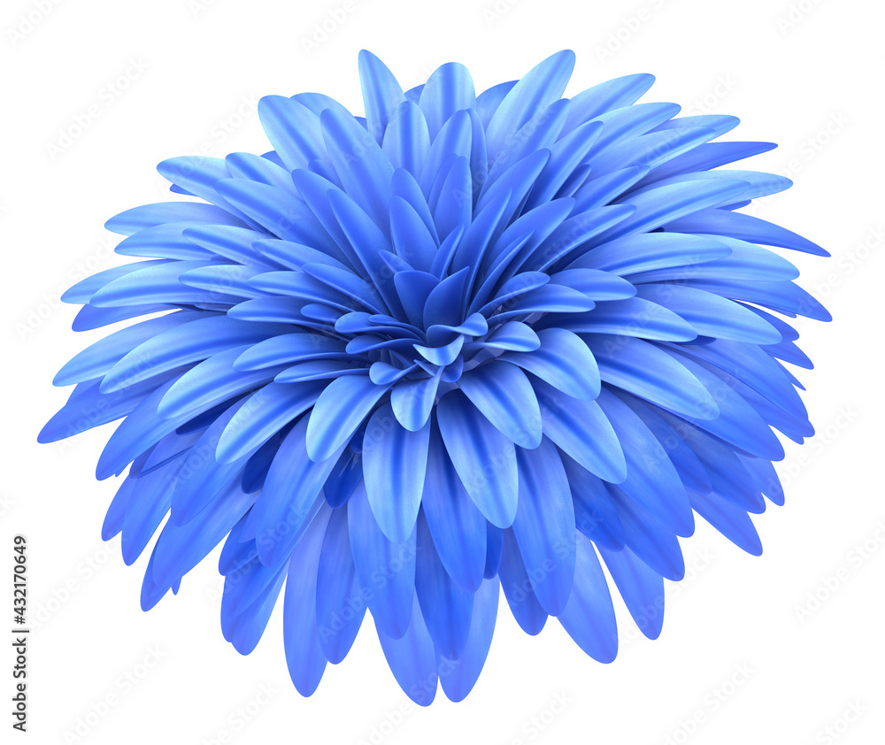 Abstract Blue flower isolated on a white background 3d rendering Stock ...