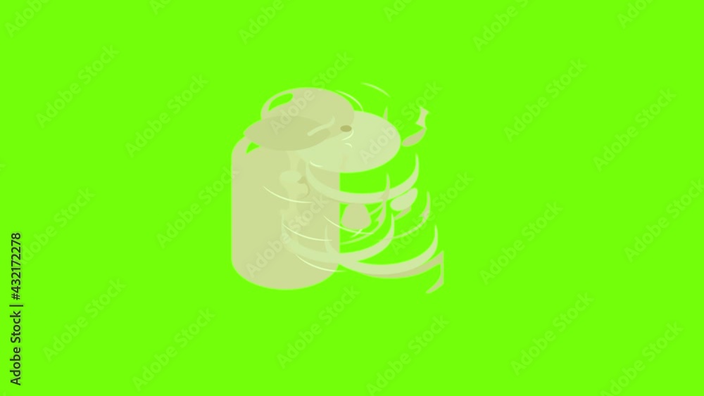 Steel beer barrel icon animation cartoon object on green screen ...