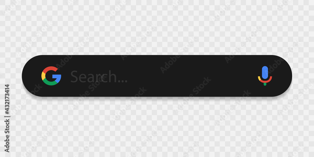 Dark google search bar vector on a transparent background. Editorial ...