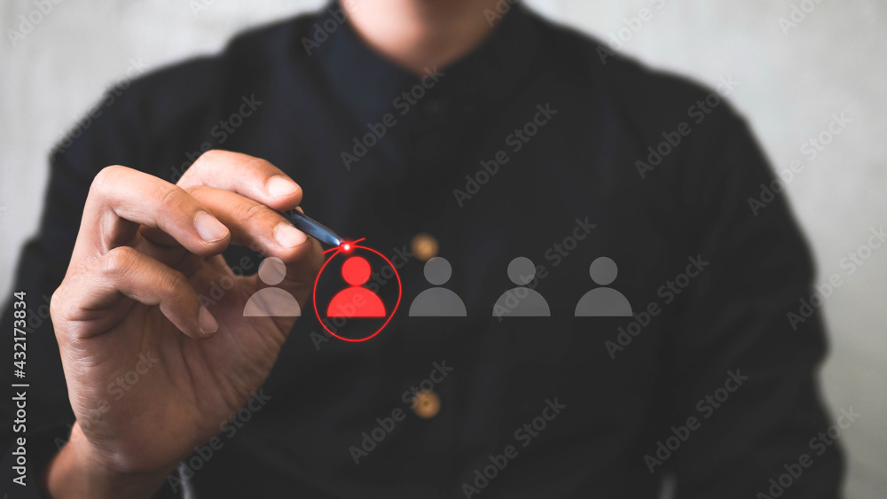 Network people Individual differences concept.Red icon with person icon ...