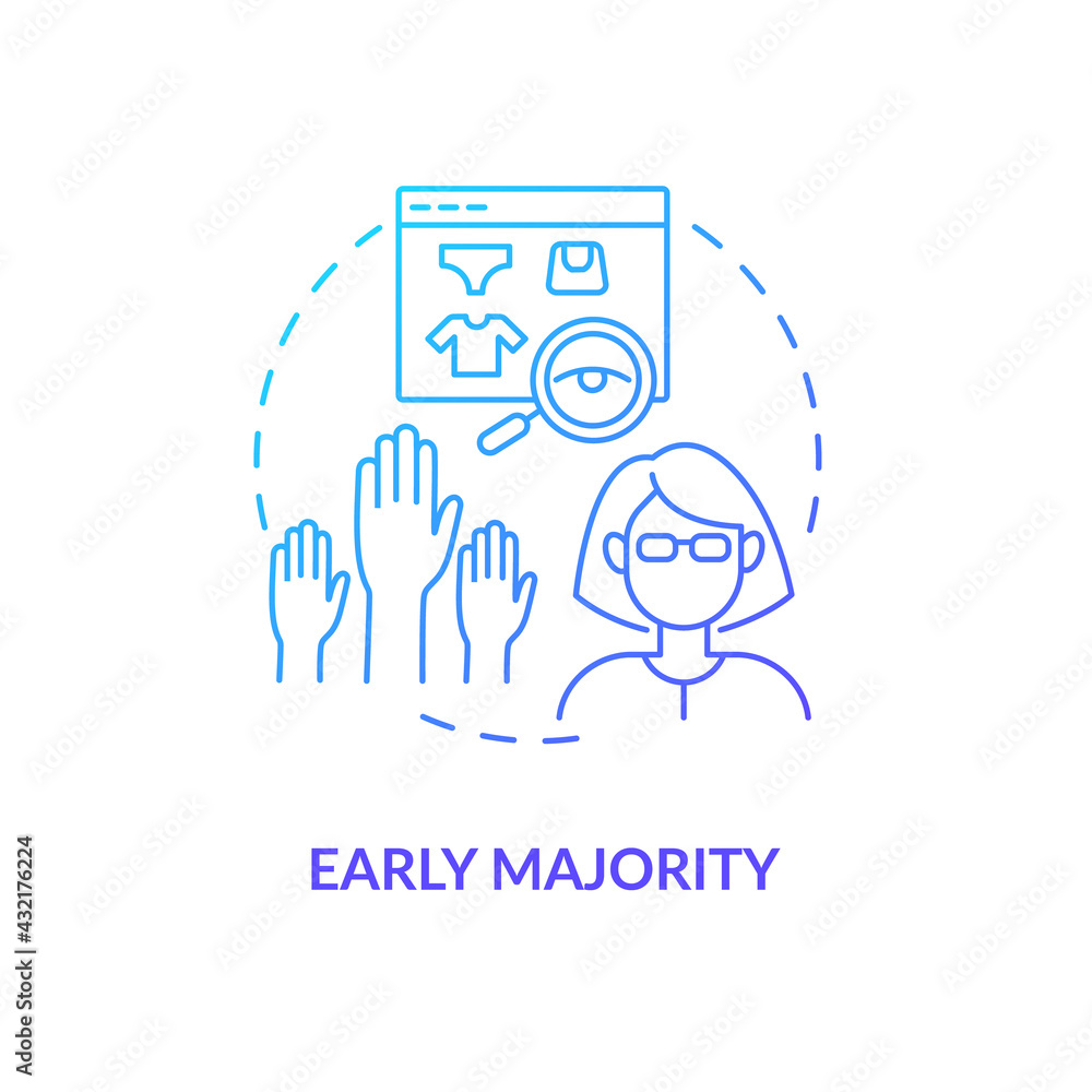 Early majority concept icon. Product adopters category idea thin line ...