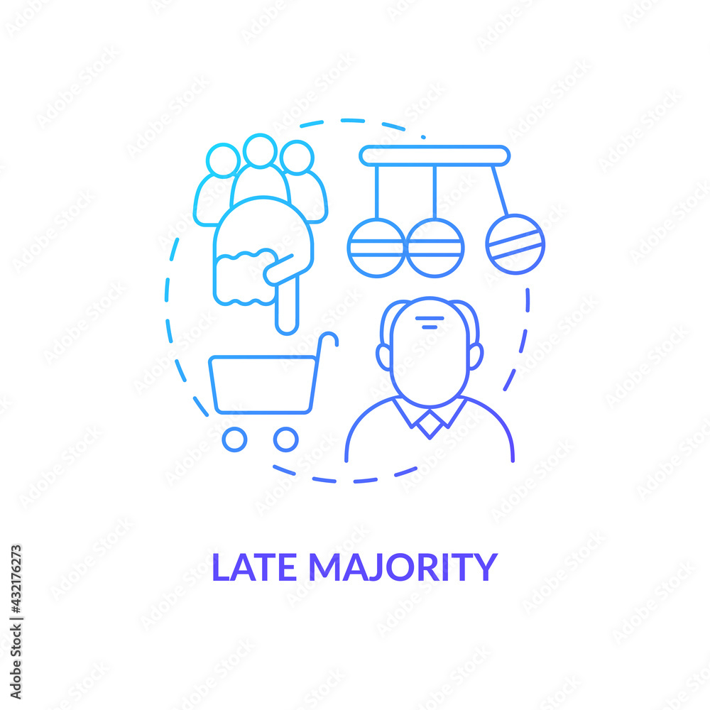 Late majority concept icon. Product adopter idea thin line illustration ...
