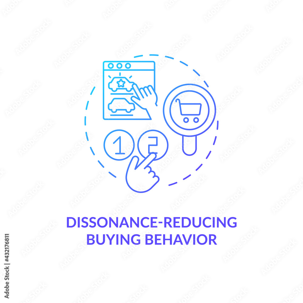 Dissonance-reducing buying behavior concept icon. Consumer type idea ...