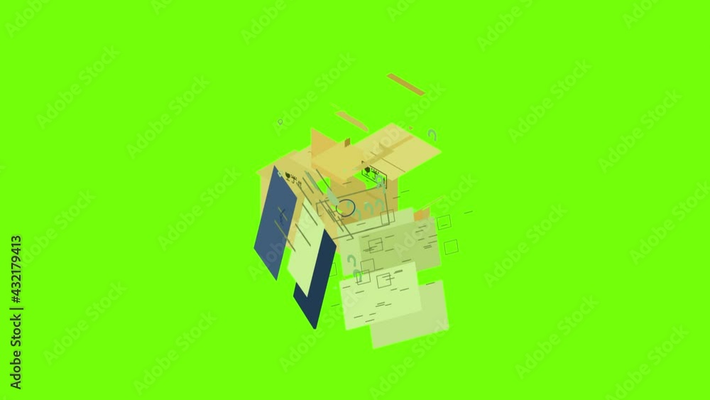 Delivery package icon animation cartoon object on green screen ...