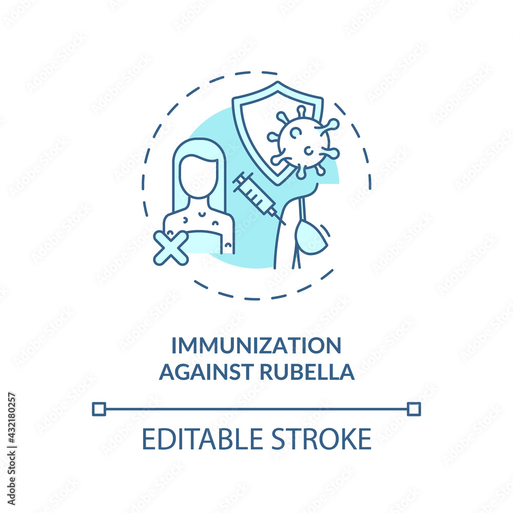 Immunization against rubella concept icon. Hearing loss prevention idea ...