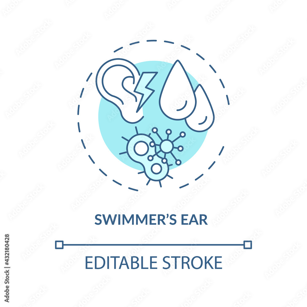 Swimmer ear concept icon. Ear condition idea thin line illustration ...