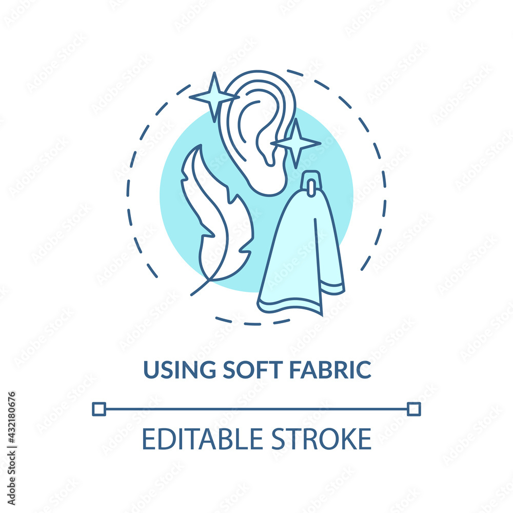 Using soft fabric concept icon. Ear hygiene method idea thin line ...