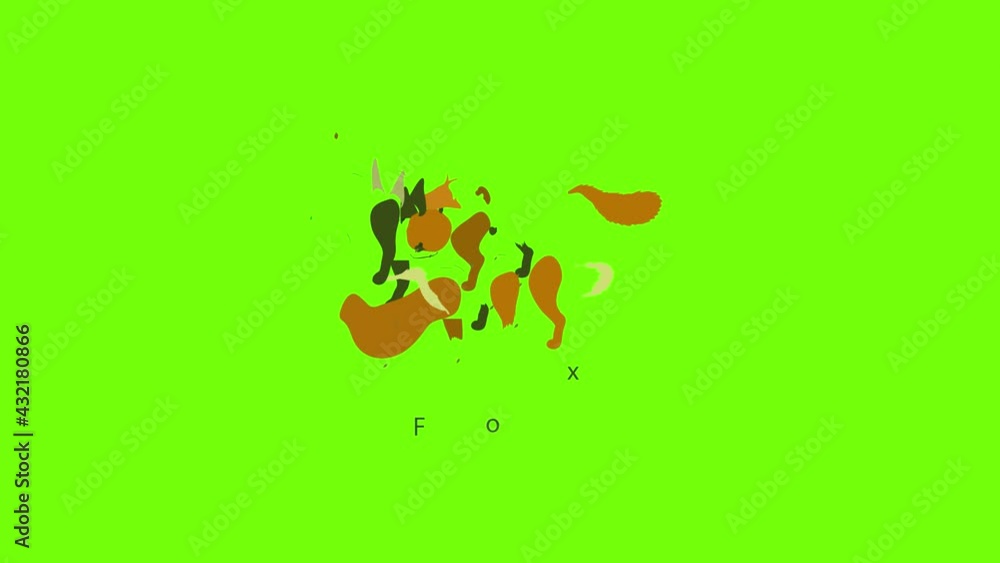 Fox icon animation cartoon object on green screen background Stock ...