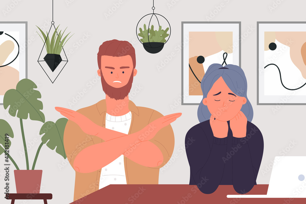 Vecteur Stock Family abuse, couple people quarrel criticize vector ...