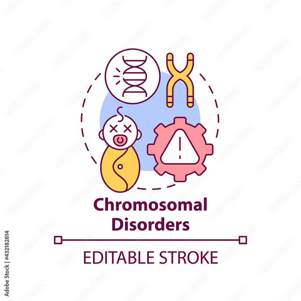 Chromosomal disorders concept icon. Baby with illness. Abnormality in ...