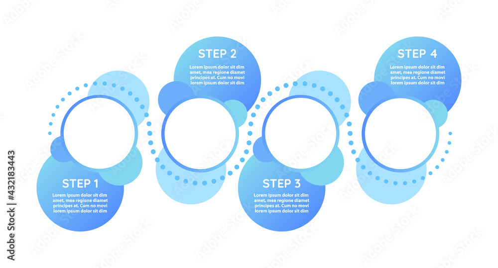 Instructional progression vector infographic template. Blue ...