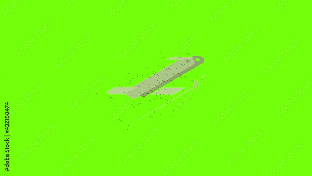 Metal ruler icon animation cartoon object on green screen background ...