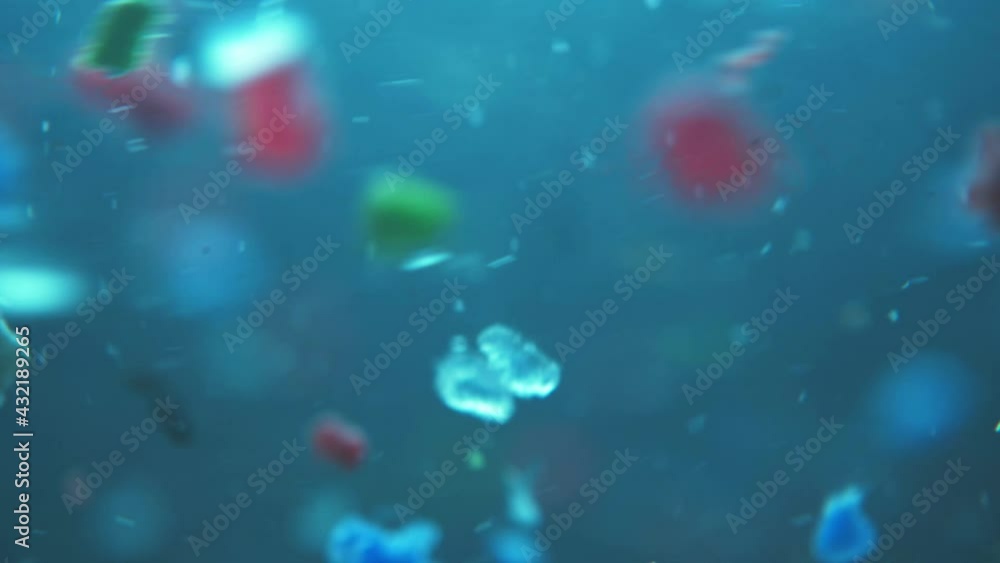 Global ocean pollution - microplastic in water. recycling concept ...