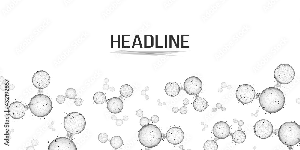 Water molecule abstract background. Wireframe low poly style. Science ...