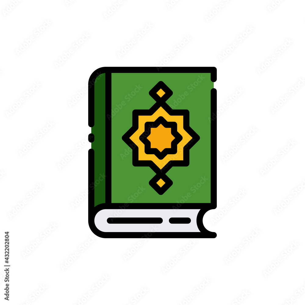 Islamic Book Koran Vector Icon in Filled Outline Style. Islamic Ramadan ...