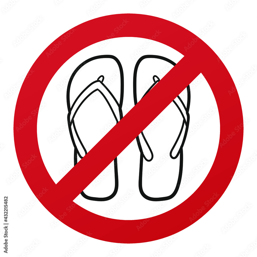 No Flip Flop Symbol Isolated on White Background. Barefoot Vector ...