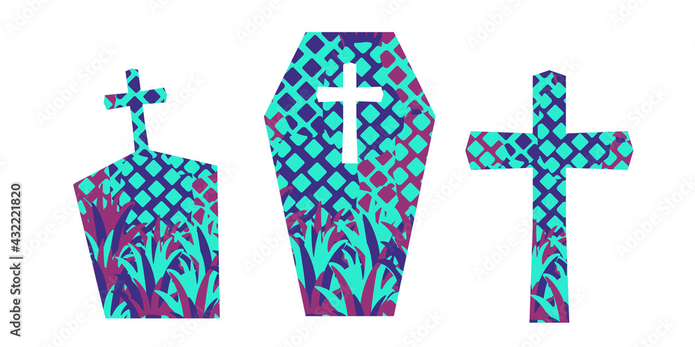 Grave stones design elements. Colourful modern trendy grave stones ...