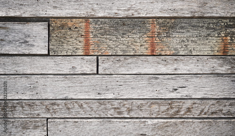 Antique reclaimed wood background with aged boards lined up. Wooden ...