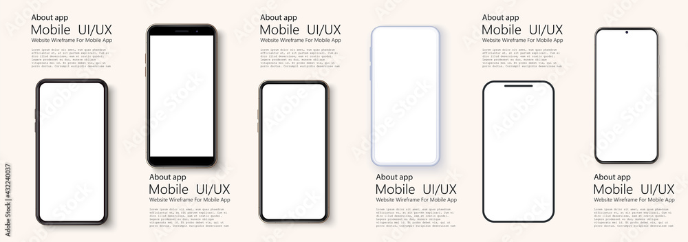 High quality realistic trendy no frame smartphone with blank white ...