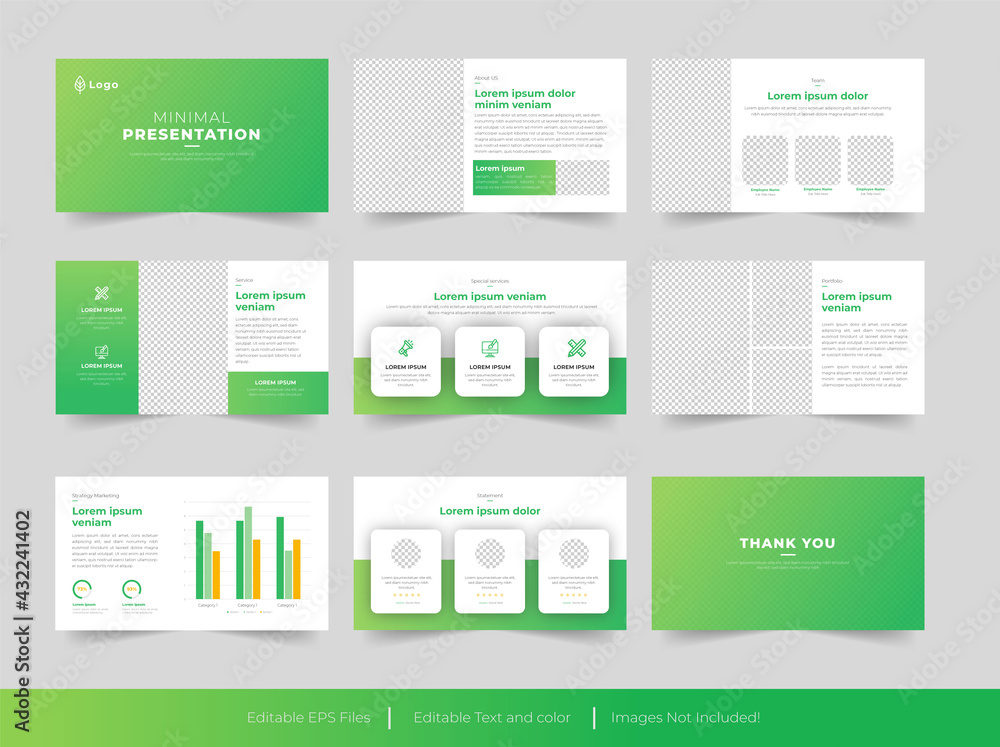 Minimal Green PowerPoint presentation Template Design Stock Vector ...