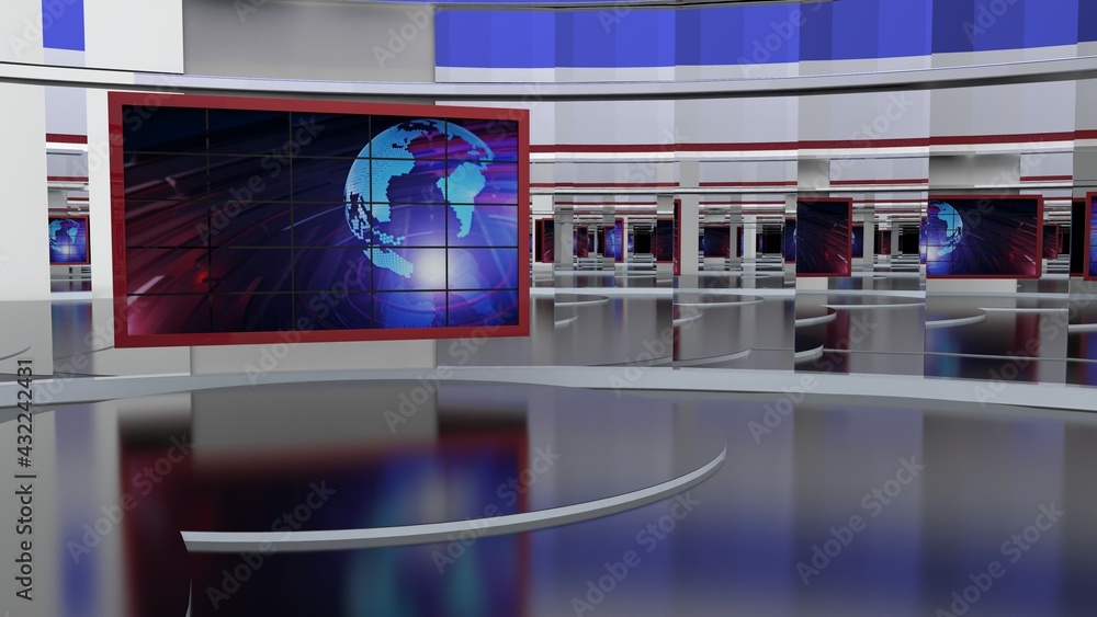 News Studio, Backdrop For TV Shows .TV On Wall.3D Virtual News Studio ...