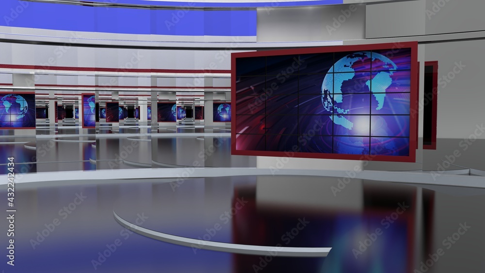 News Studio, Backdrop For TV Shows .TV On Wall.3D Virtual News Studio ...