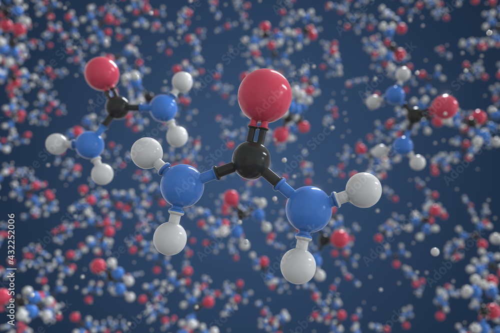 Urea molecule, ball-and-stick molecular model. Chemical 3d rendering ...