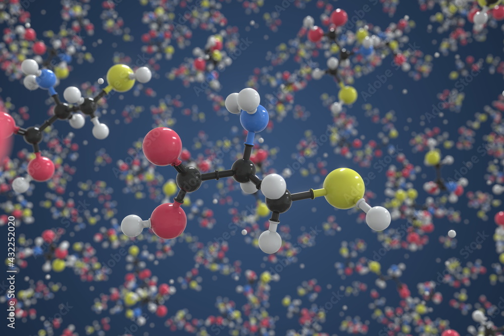 Molecule of cysteine, ball-and-stick molecular model. Scientific 3d ...