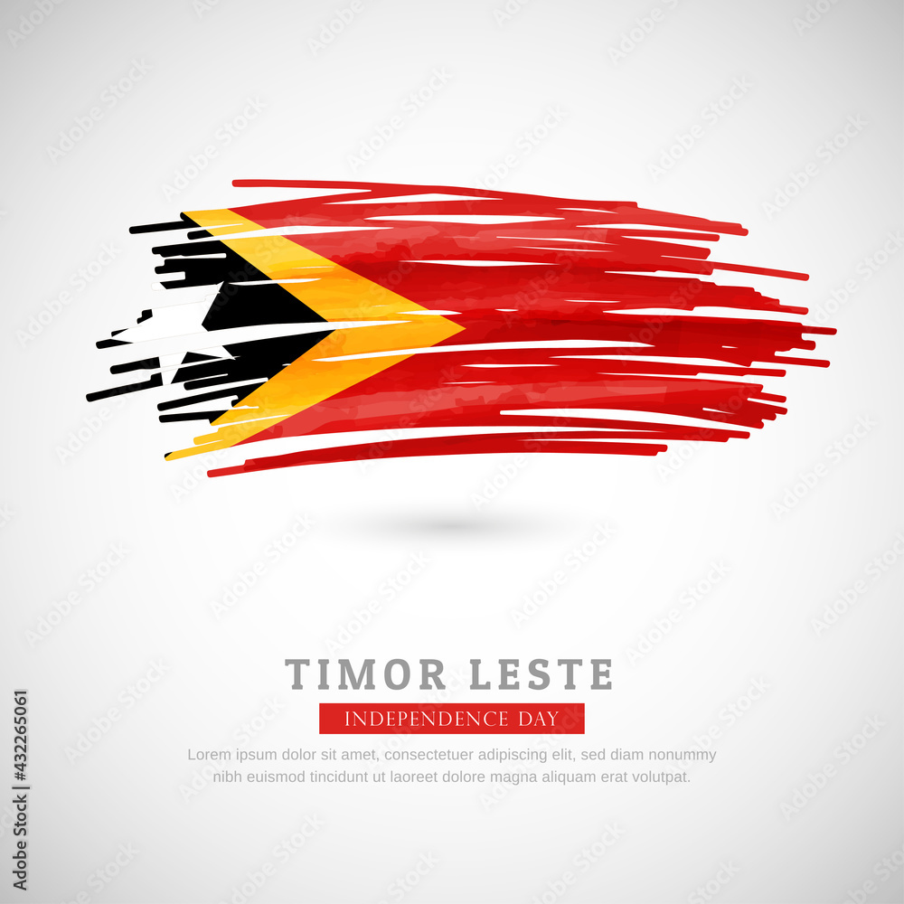Brush flag of Timor Leste country. Happy independence day of Timor ...