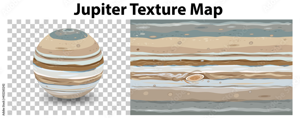 Jupiter planet on transparent with Jupiter texture map Stock Vector ...