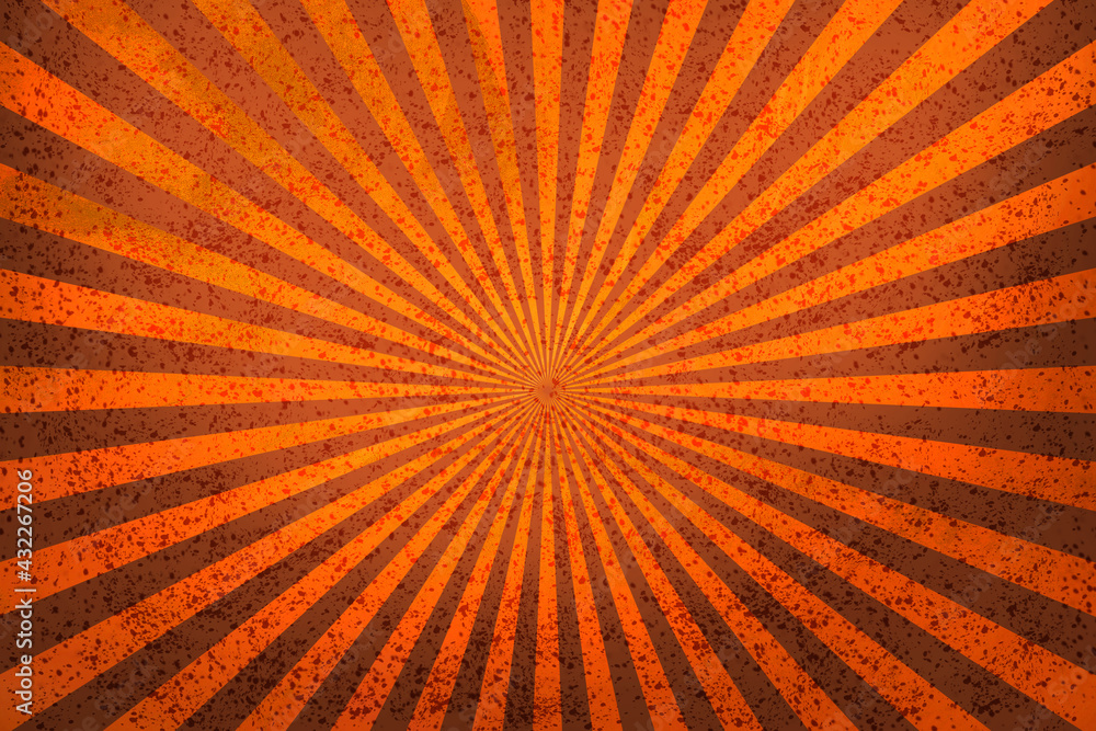 Retro groovy sunburst background pattern in 60s hippy style grunge ...