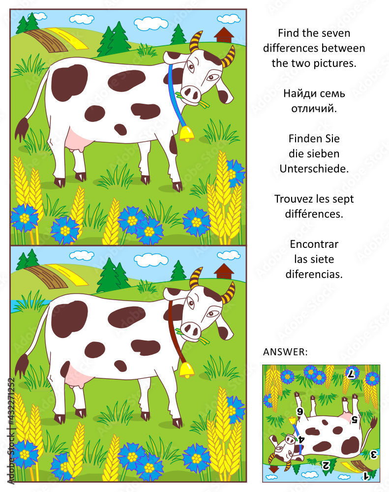 Visual puzzle: Find the seven differences between the two pictures of ...