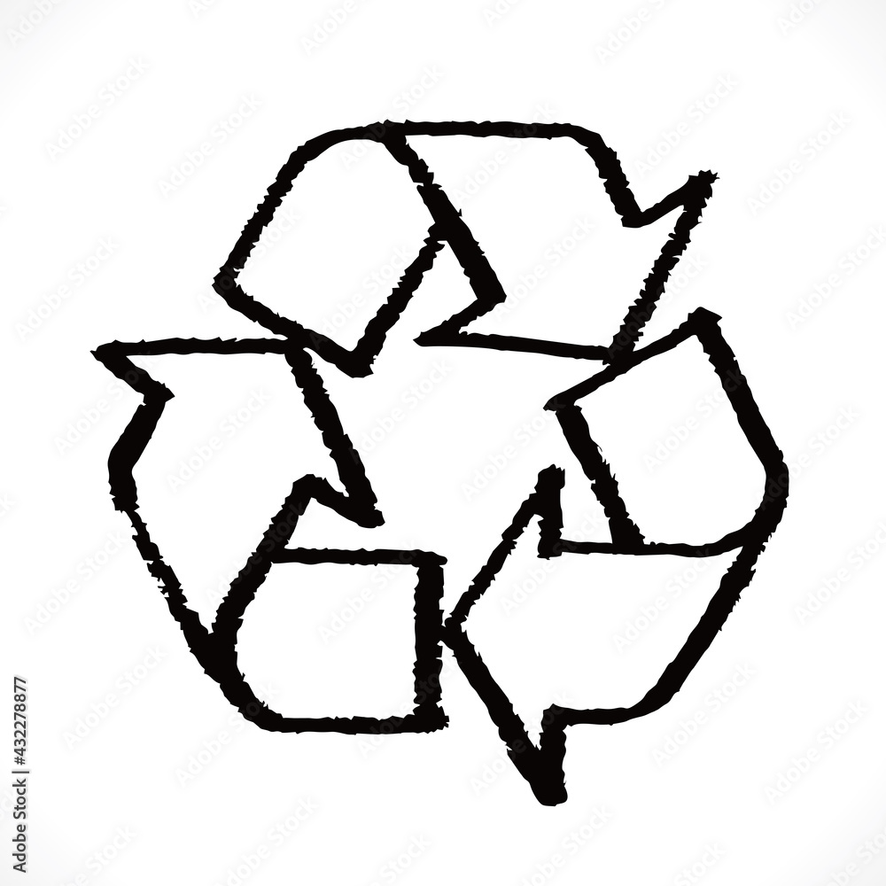 Sketch doodle recycle reuse reduce symbol isolated. Recycle icon sign ...