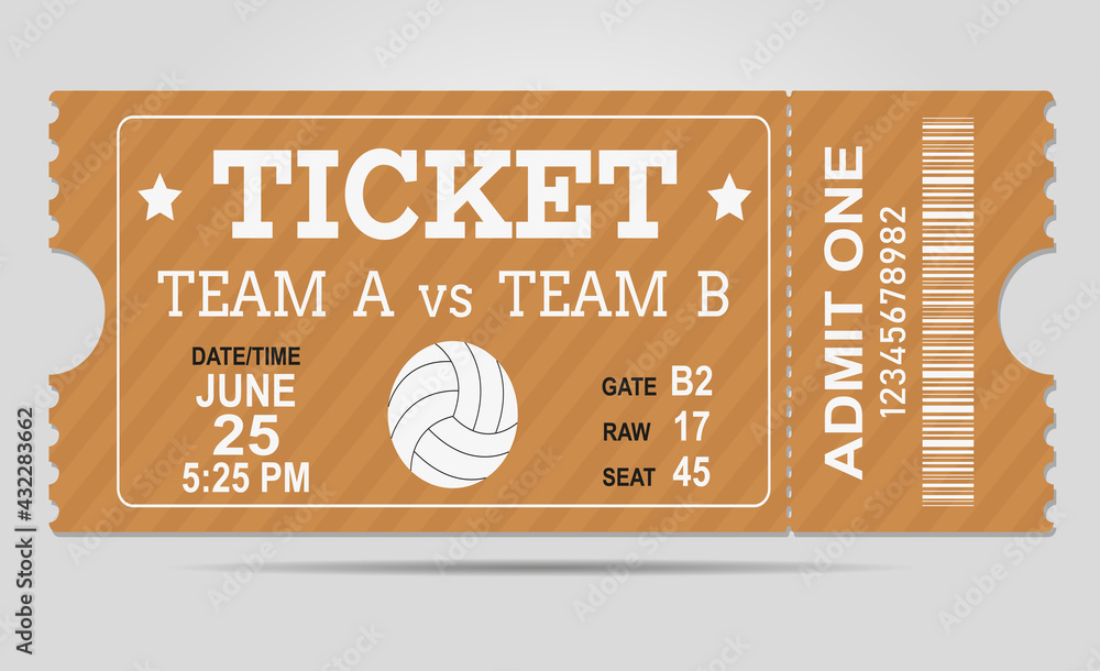 Volleyball Ticket Card modern element design. Vector abstract logo for ...