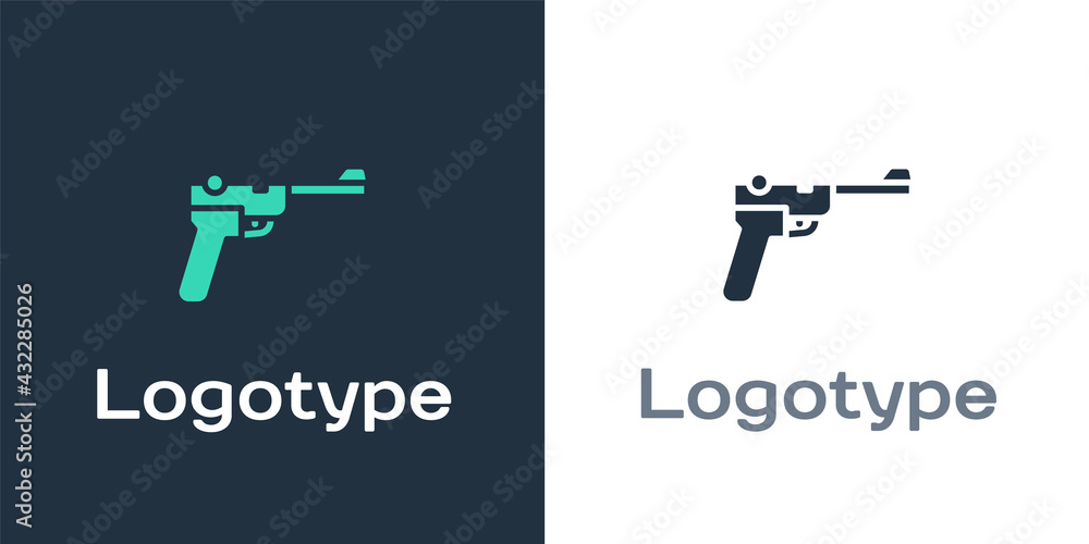 Logotype Mauser gun icon isolated on white background. Mauser C96 is a ...