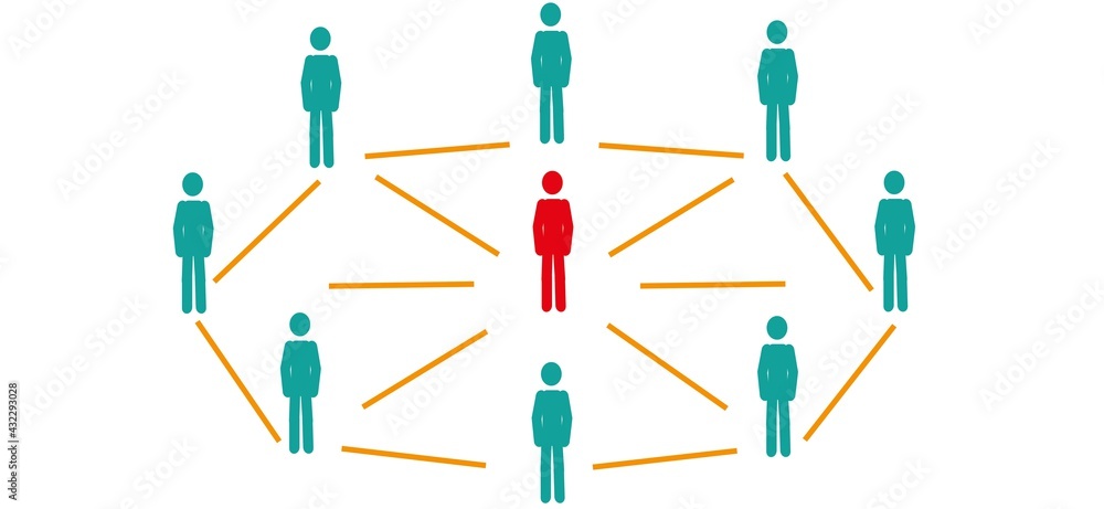 Social distancing, people standing at a distance of 2 meters ...
