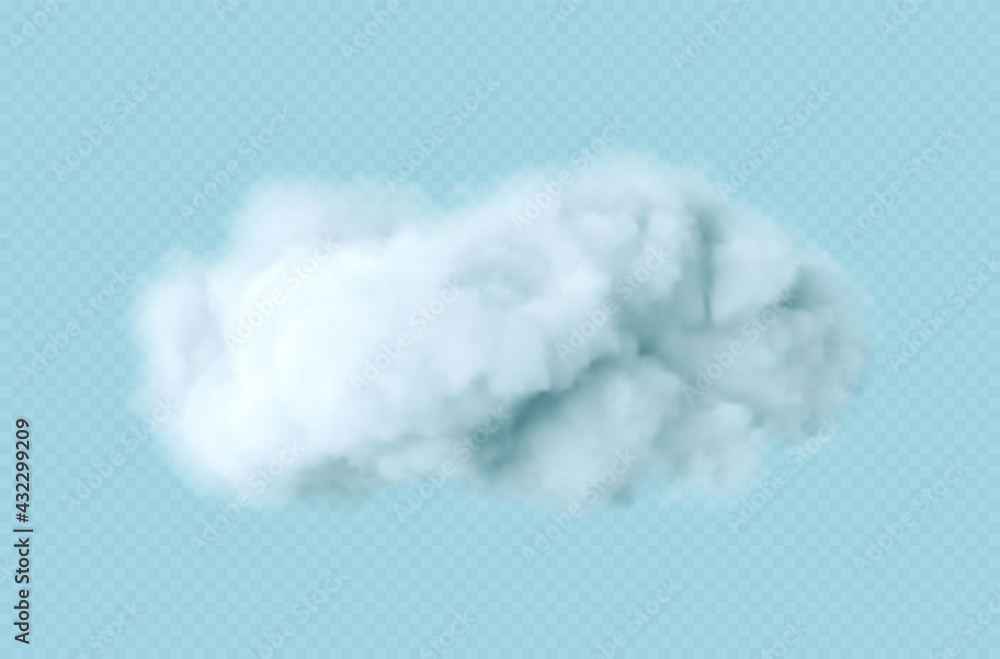 Realistic white fluffy cloud isolated on transparent background. Cloud ...