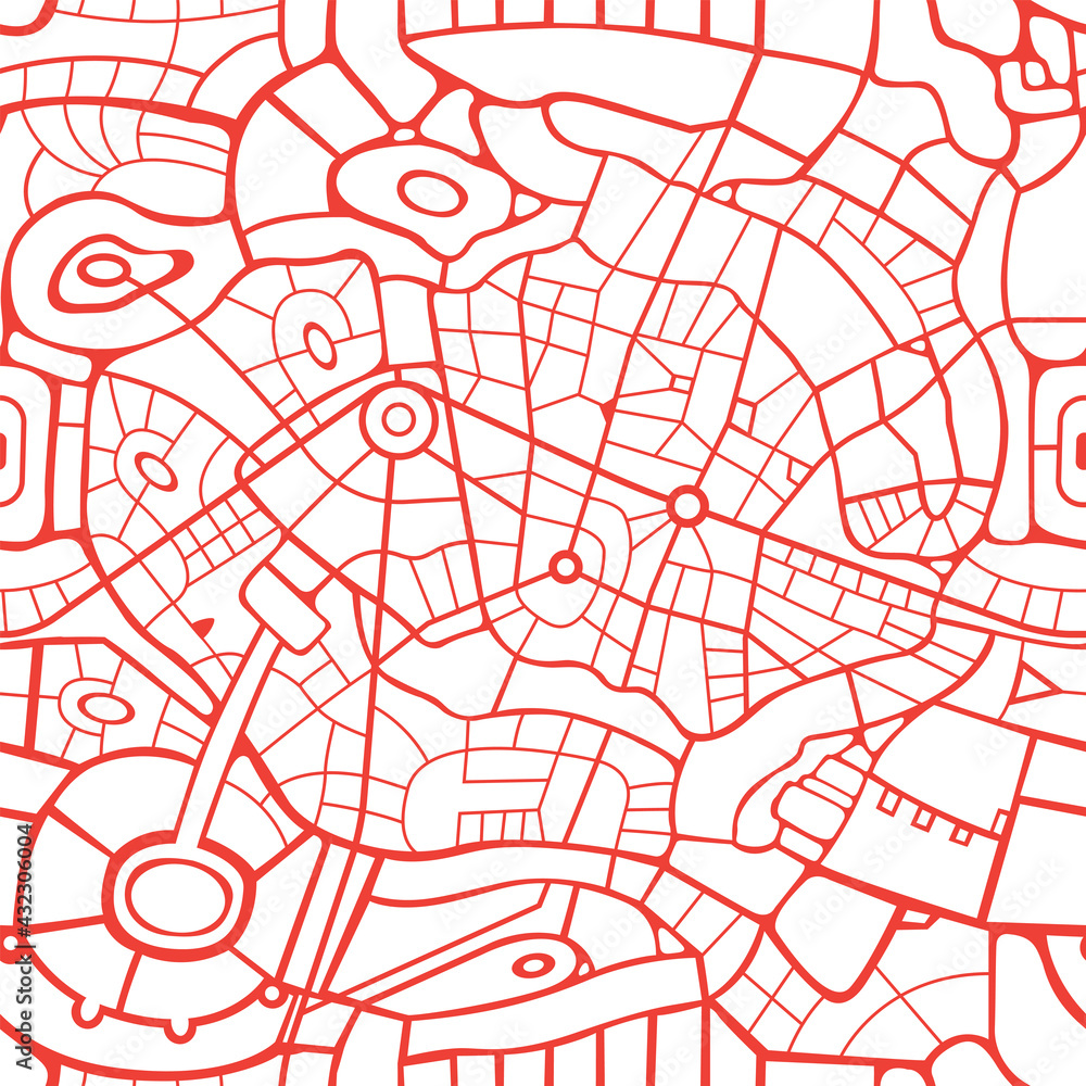 Seamless city map pattern. Vector repeating background with a schematic ...