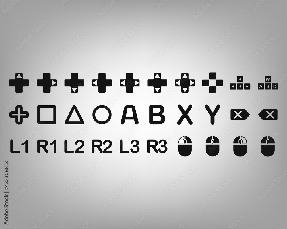 Game control buttons, icon for game design, interface of applications ...