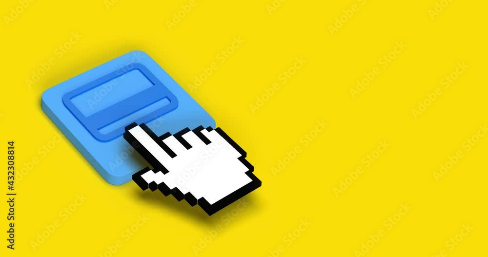 Pixelated white hand cursor concept: 3D rendered pixel icon pushing ...