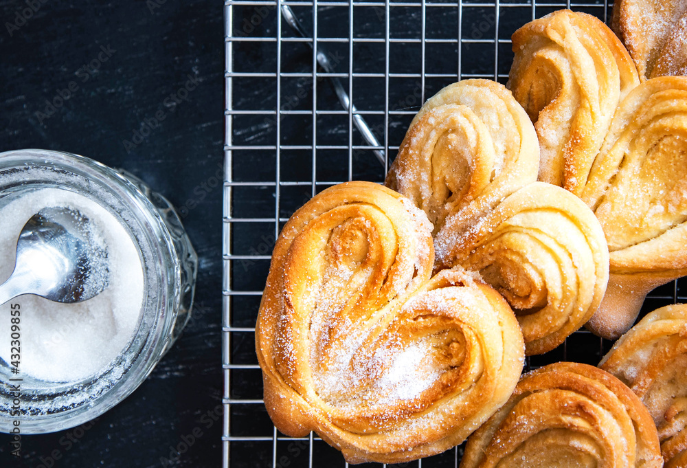 Homemade Palmier Puff Pastry. Delicious french palmier cookies with ...