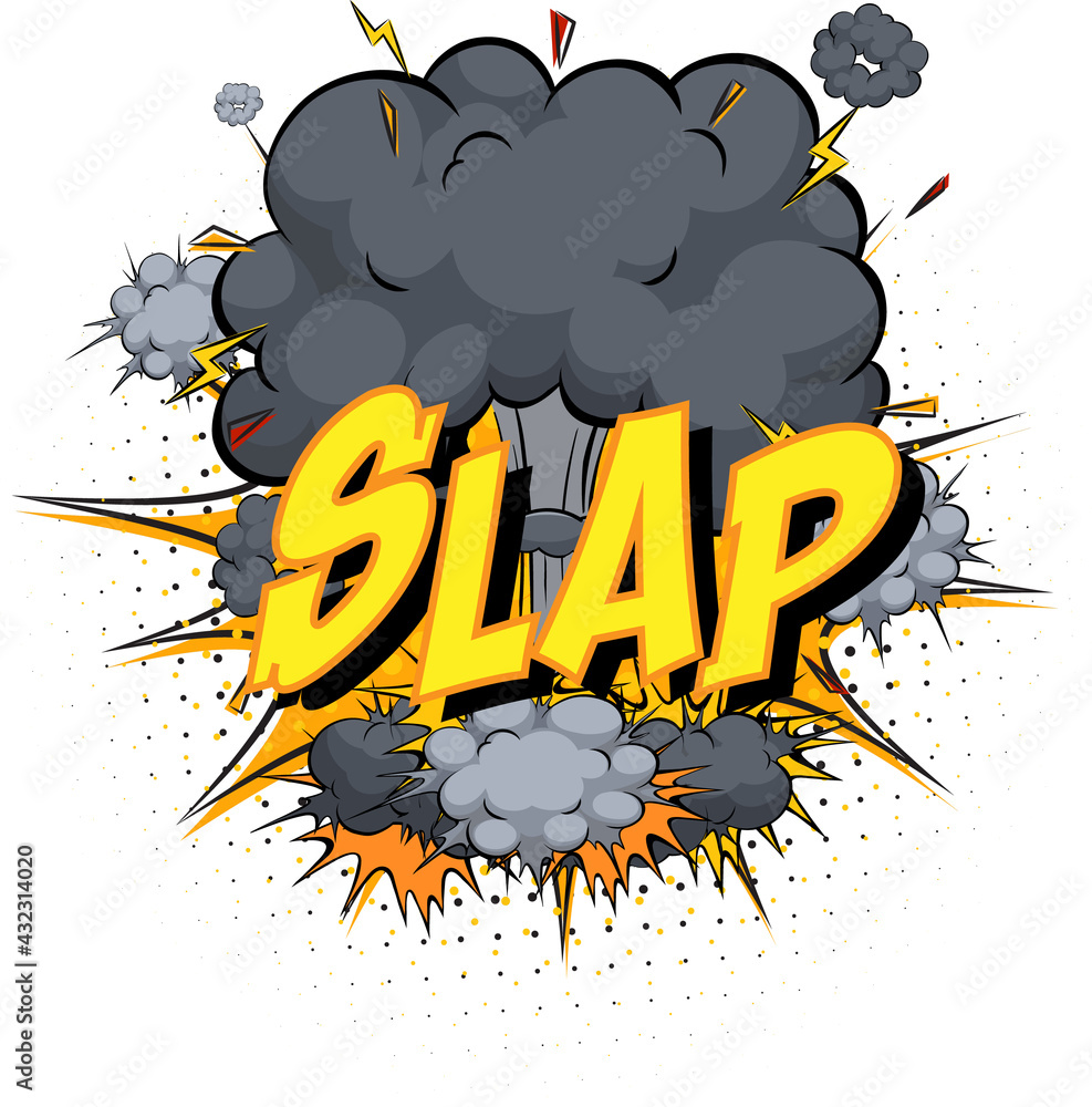 Word Slap on comic cloud explosion background Stock Vector | Adobe Stock