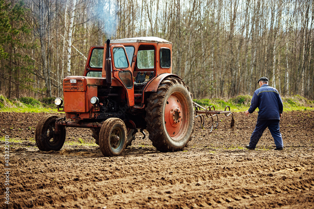 uniformed workers manually sow small tree seedlings into the ground ...